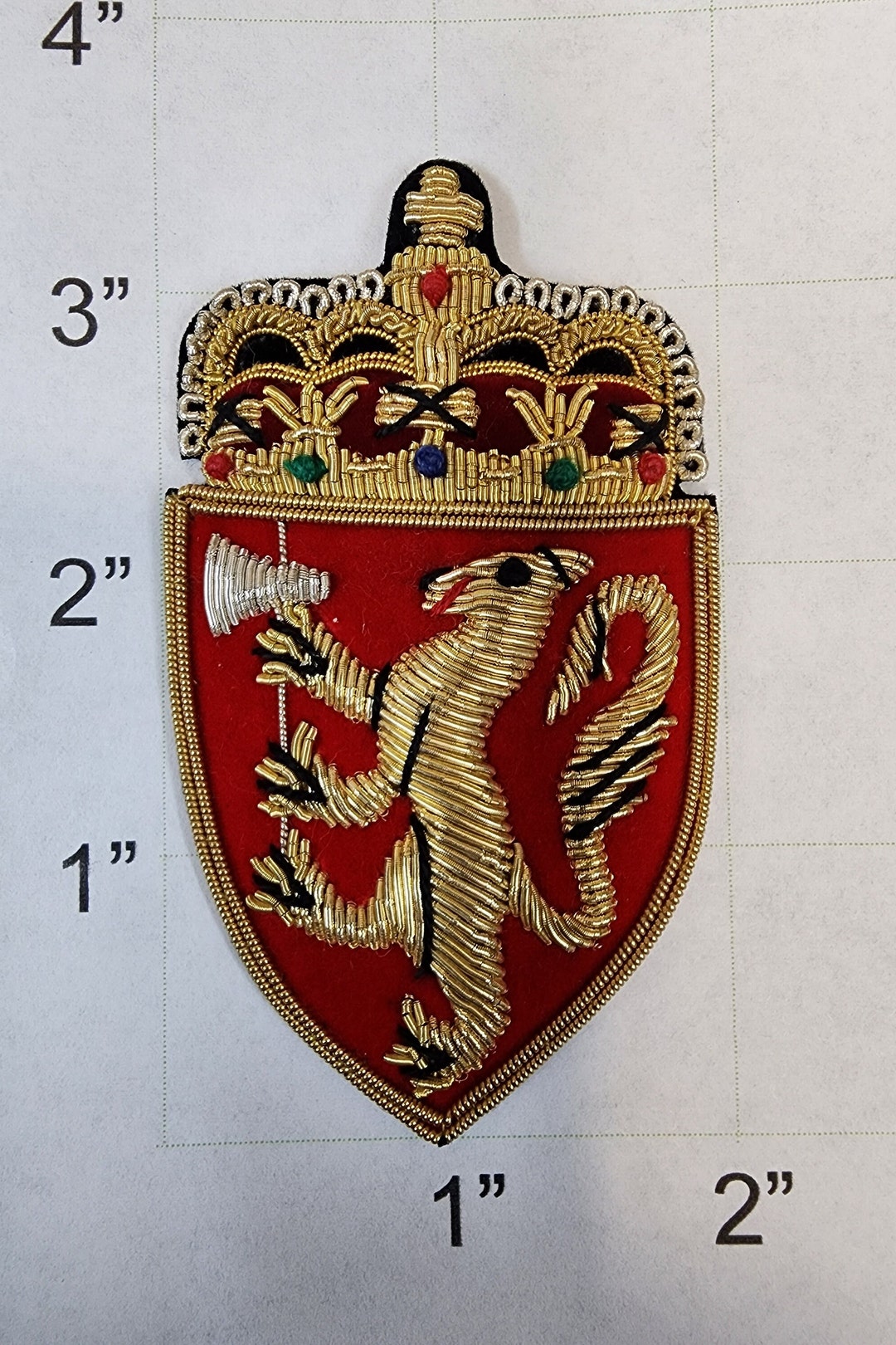 Bullion Wire Embroidered Badges, Sew-on Applique Patch by 1 Pc, 2" X 3. ...