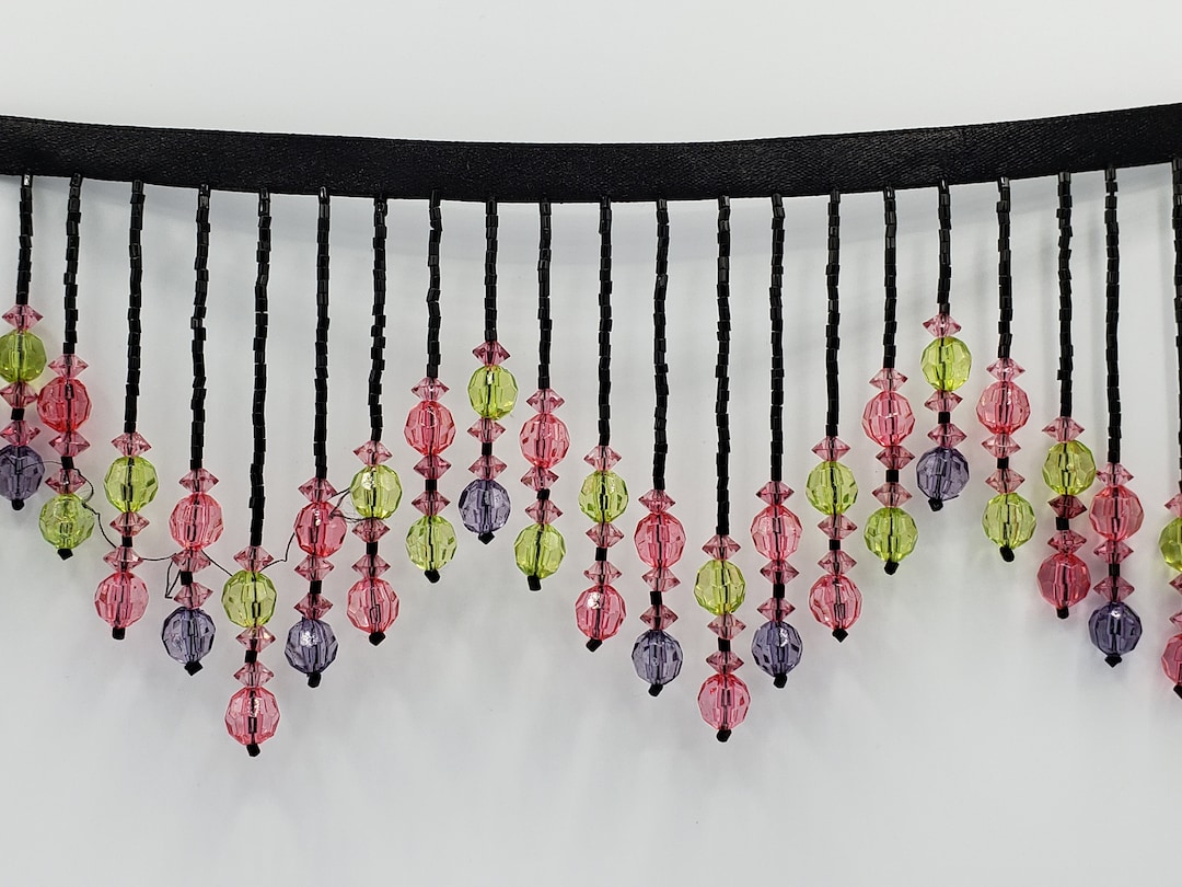 3.5" Crystal Beaded Fringe Trim Multi Sold by the Yard Upholstery ...