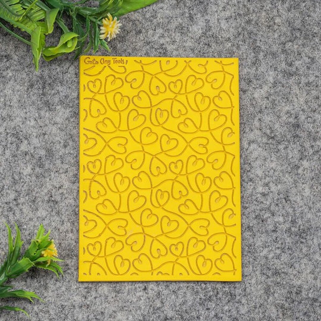 String Hearts Texture Mat for Polymer Clay, Rubber Texture Mat, Texture ...
