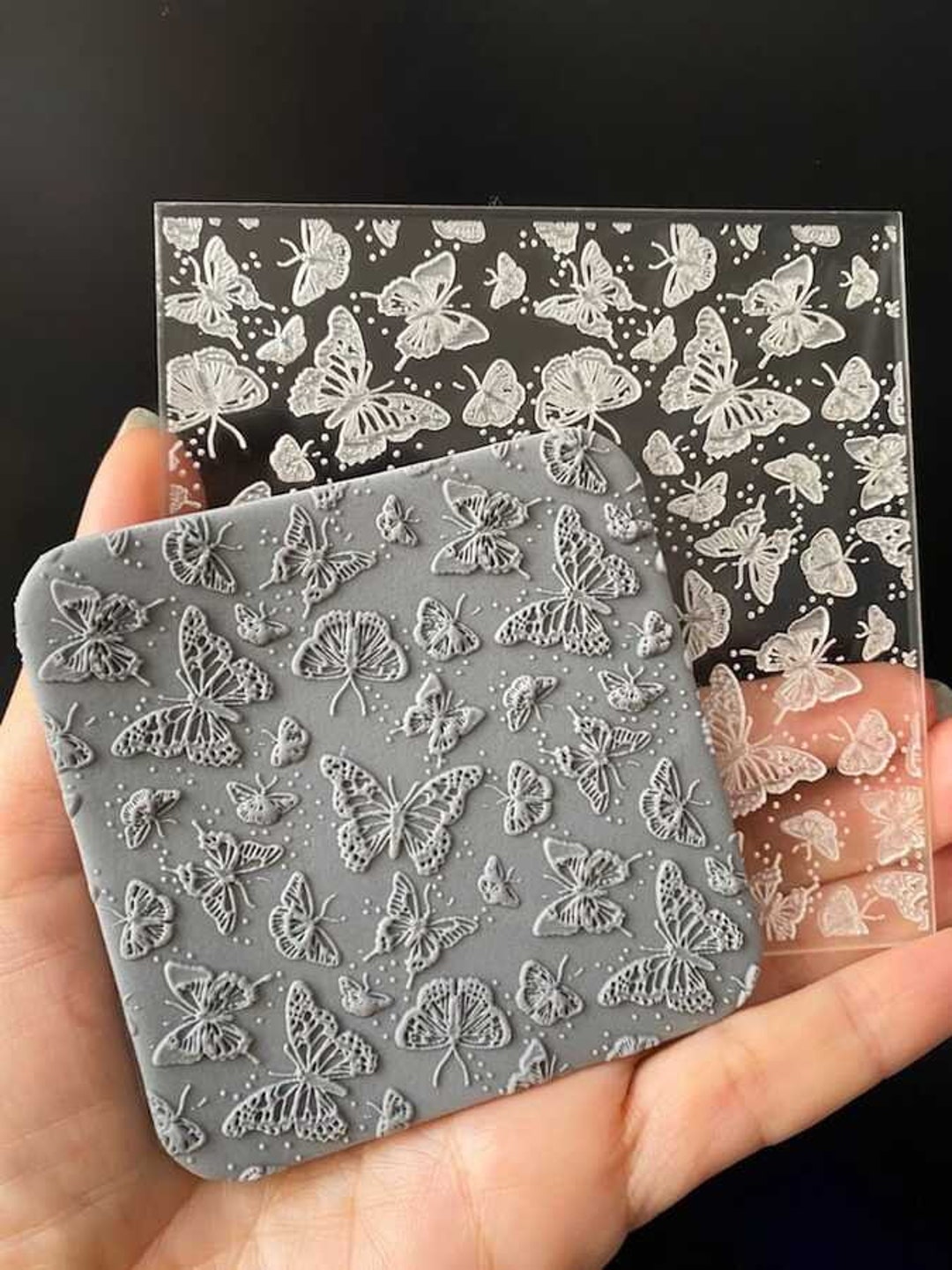 Paku Malzeme Pop-it Acrylic Stamp BUTTERFLIES; 10,0*10,0 Cm(texture ...