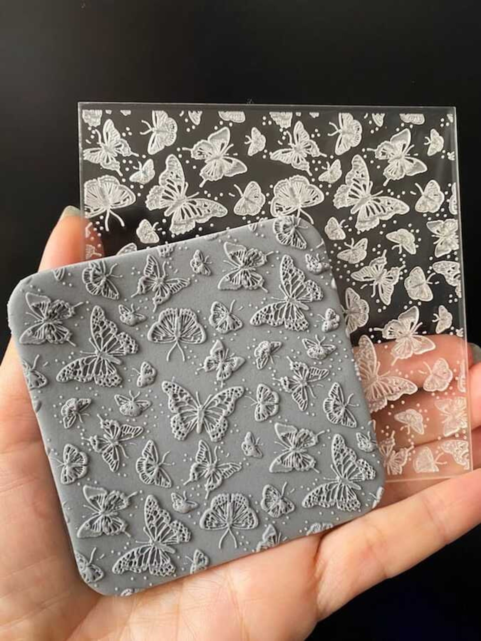 Paku Malzeme Pop-it Acrylic Stamp BUTTERFLIES; 10,0*10,0 Cm(texture ...