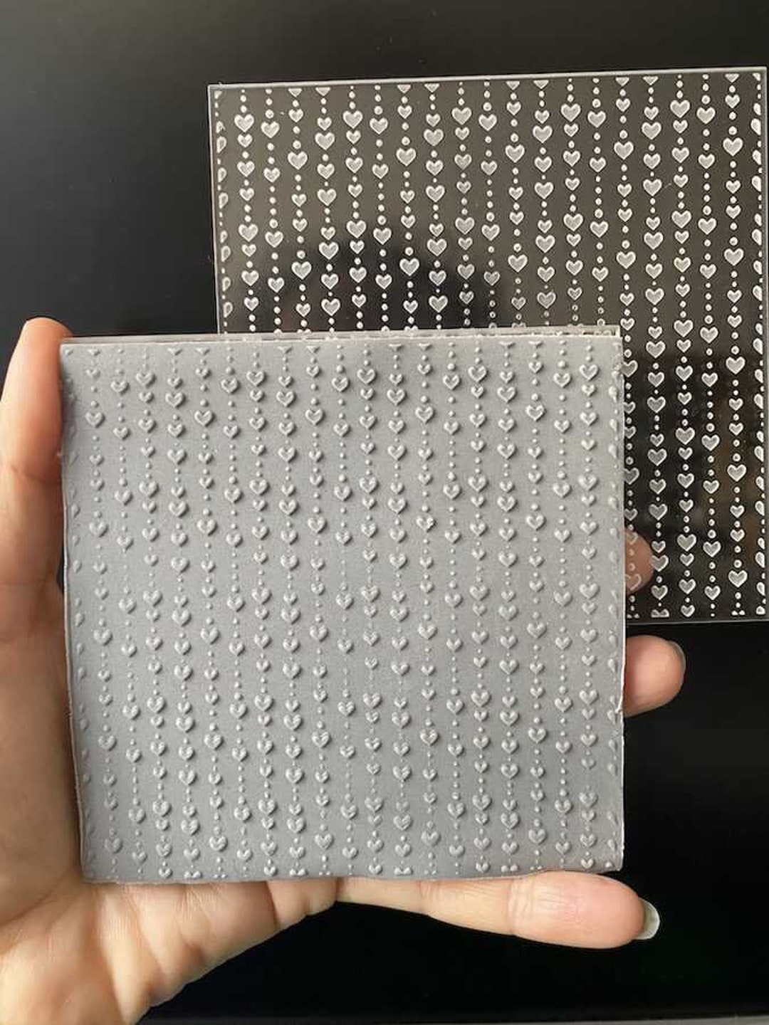 Paku Malzeme Pop-it Acrylic Stamp Heart Matrix; 10,0*10,0 (texture ...