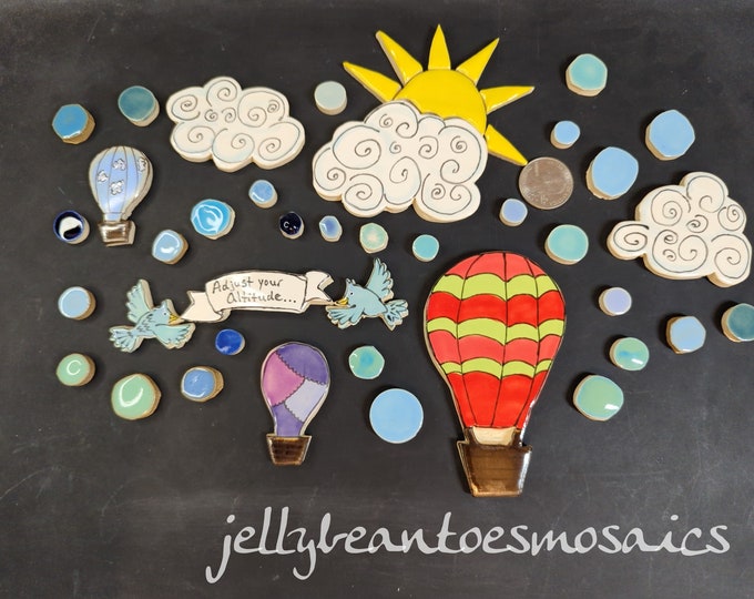 Handmade Ceramic Hot Air Balloon Mosaic Tile Set, Hot Air Balloon ...