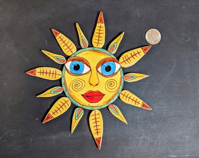 Handmade Ceramic Mosaic Sun Medallion Tile Set, Decorative Sun Shaped ...