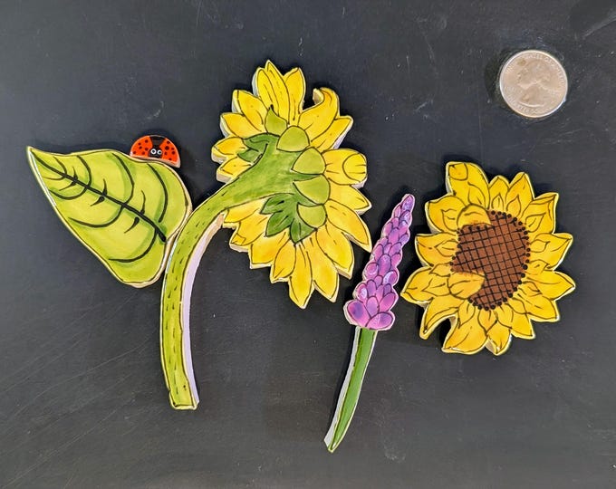 Handmade Ceramic Mosaic Sunflower Tile Set, Decorative Tile,back Splash ...