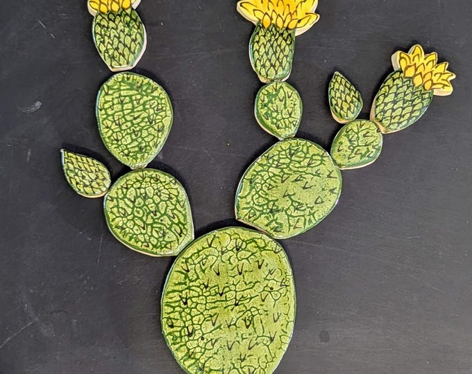 Handmade Ceramic Cactus Mosaic Tiles,accent Cactus Shaped Tile,craft ...