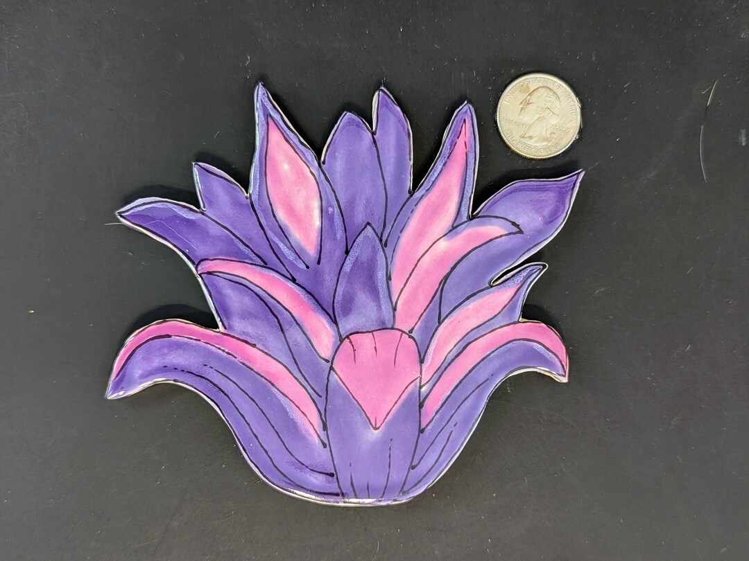 Handmade Ceramic Mosaic Purple Agave Plant Tile, Decorative Mosaic Tile ...
