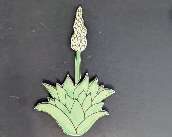 Handmade Ceramic Flowering Agave Plant Mosaic Tiles, Tile Insert ...