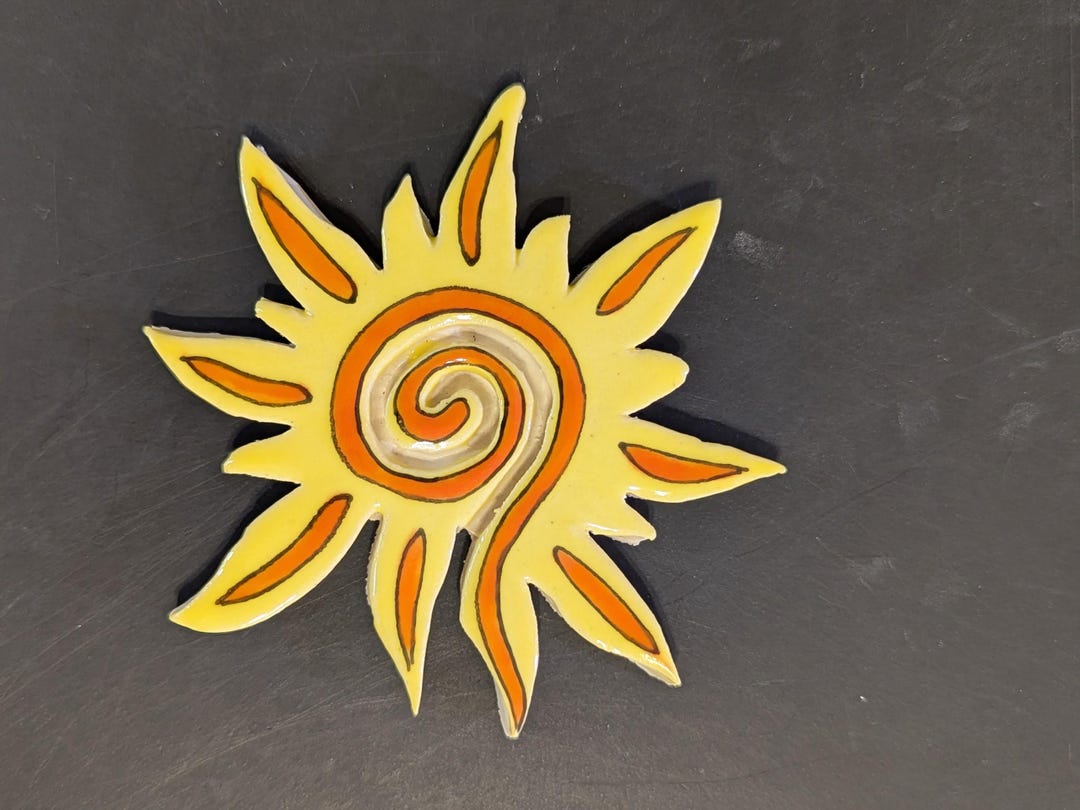 Handmade Ceramic Blazing Sun Shaped Mosaic Tile,sunshine Tile,craft ...