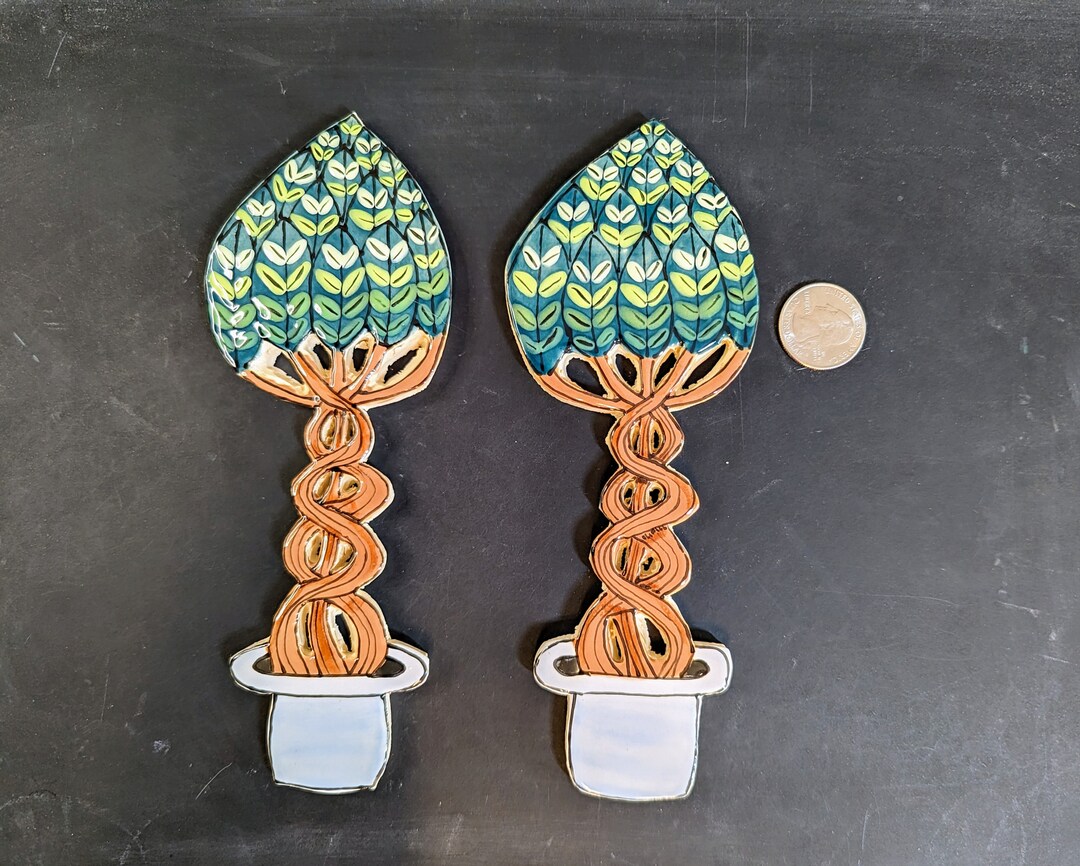 Handmade Ceramic Topiary Tree Mosaic Tiles, Decorative Tiles, Craft ...