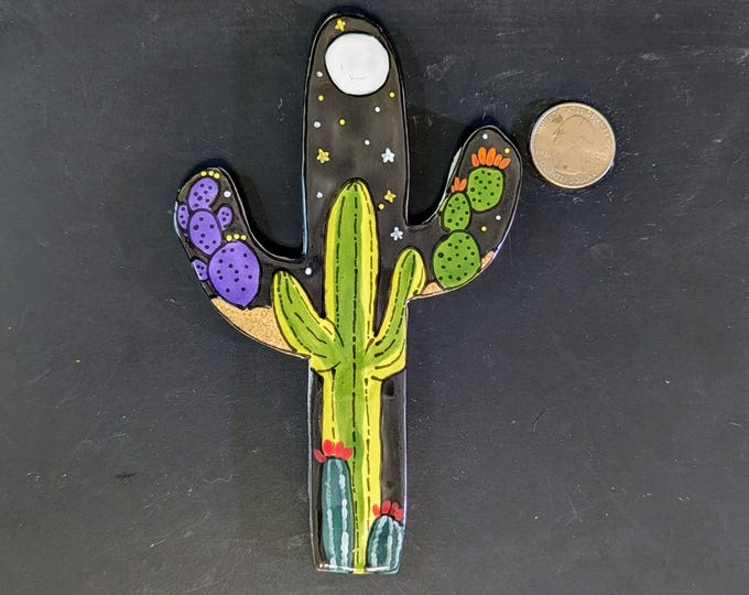 Handmade Ceramic Saguaro Cactus Mosaic Tile,boho Cactus Tile,accent ...