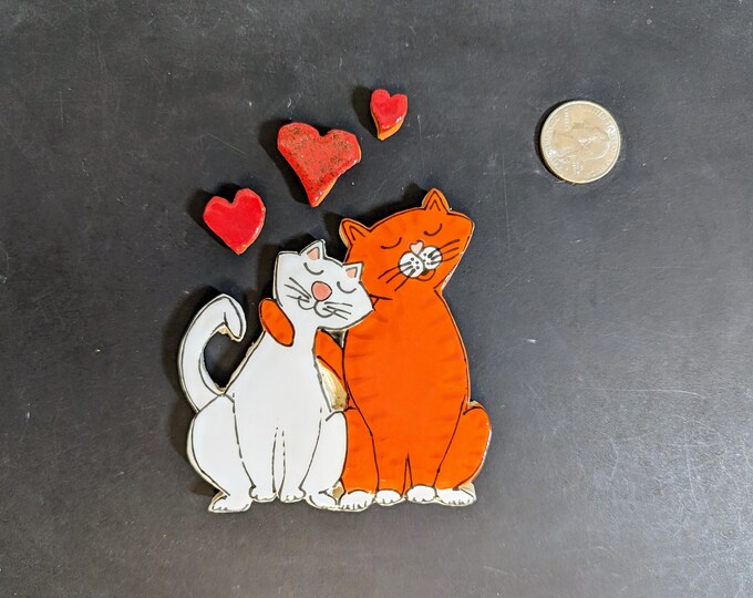 Handmade Ceramic Mosaic Cats in Love Tile Set, Decorative Tiles, Back ...