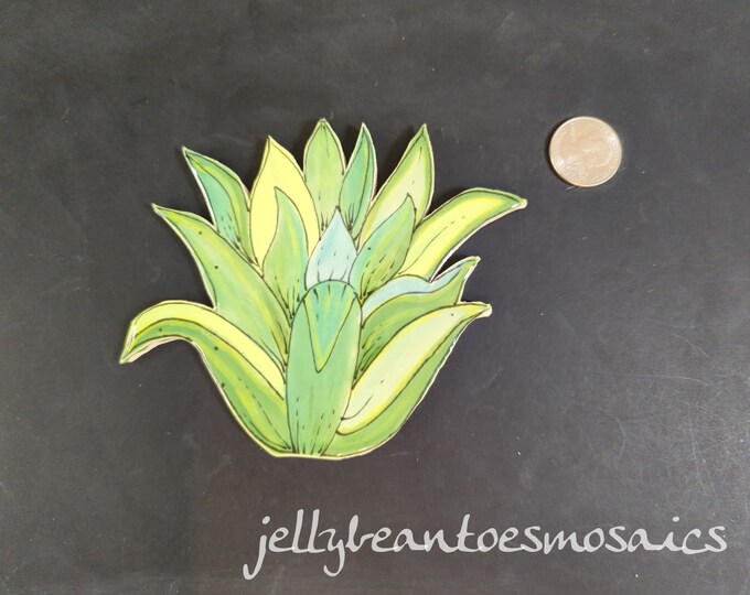 Handmade Ceramic Mosaic Green Agave Tile, Decorative Tiles, Custom ...