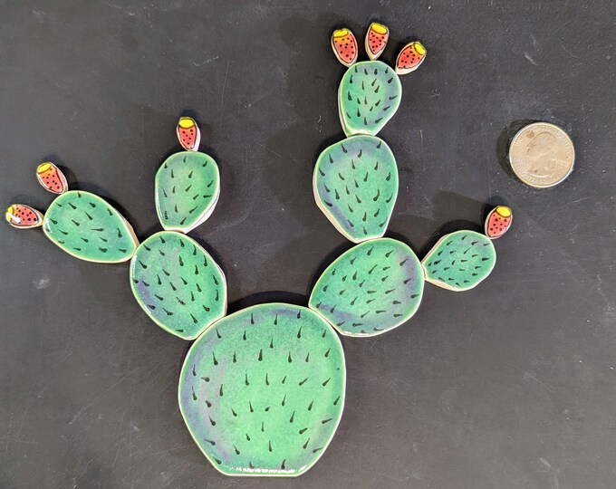 Handmade Ceramic Cactus Mosaic Tiles,accent Cactus Shaped Tile,craft ...