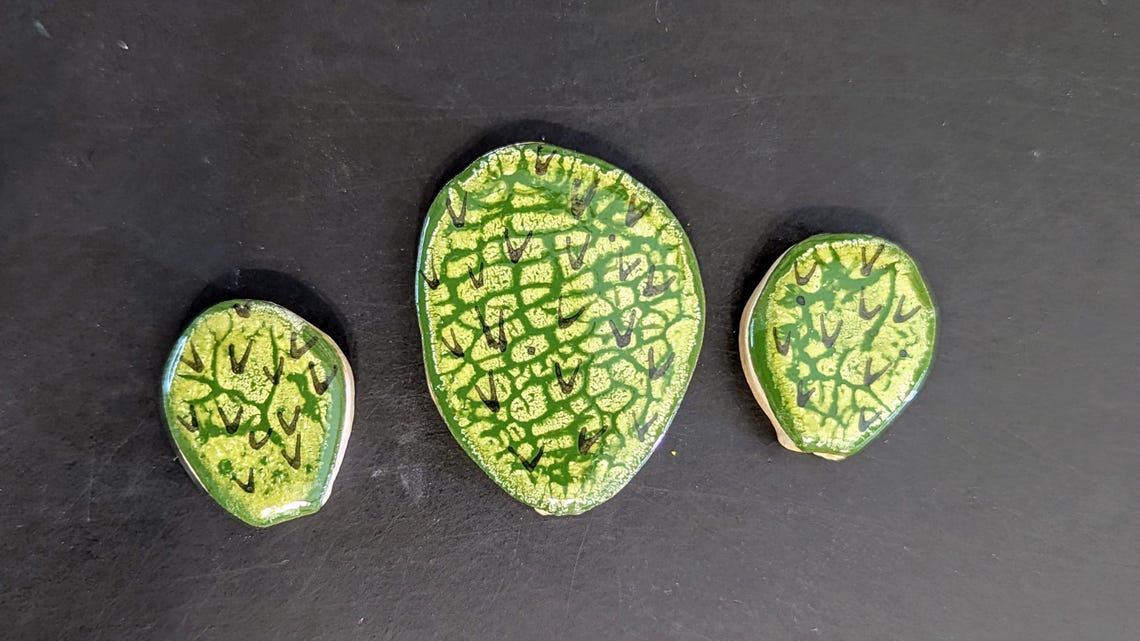 Handmade Ceramic Prickly Pear Cactus Mosaic Tiles, Tile Insert, Custom ...