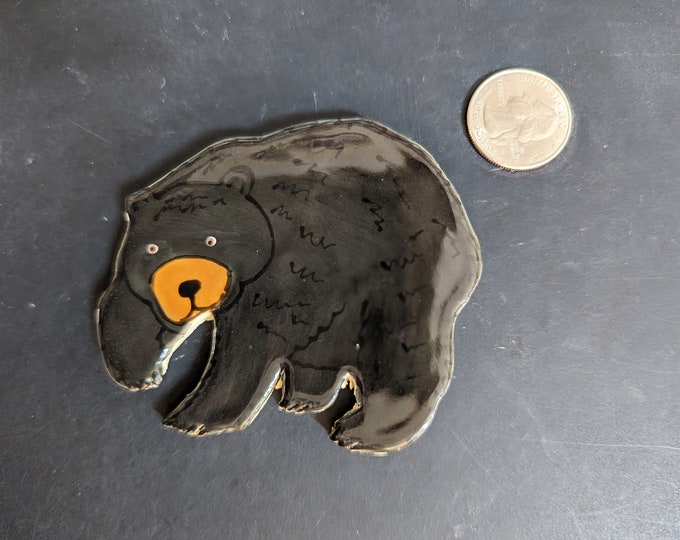 Handmade Ceramic Mosaic Black Bear Tile, Decorative Tile, Bear Mosaic ...