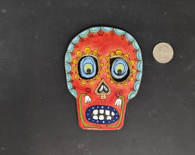 Handmade Ceramic Mosaic Sugar Skull Tile, Decorative Tile, Craft Mosaic ...