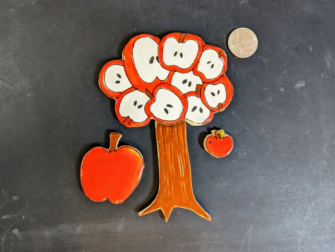 Handmade Ceramic Mosaic Abstract Apple Tree Tile Set, Decorative Tiles ...