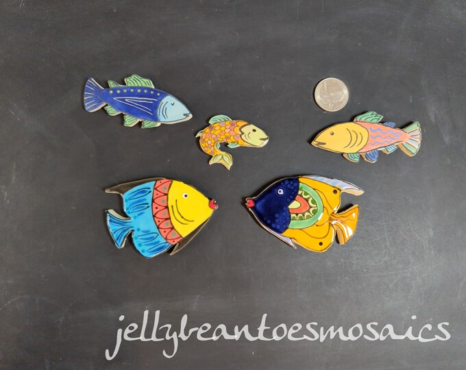 Handmade Ceramic Fish Mosaic Art Tiles, Decorative Mosaic Tile Set ...