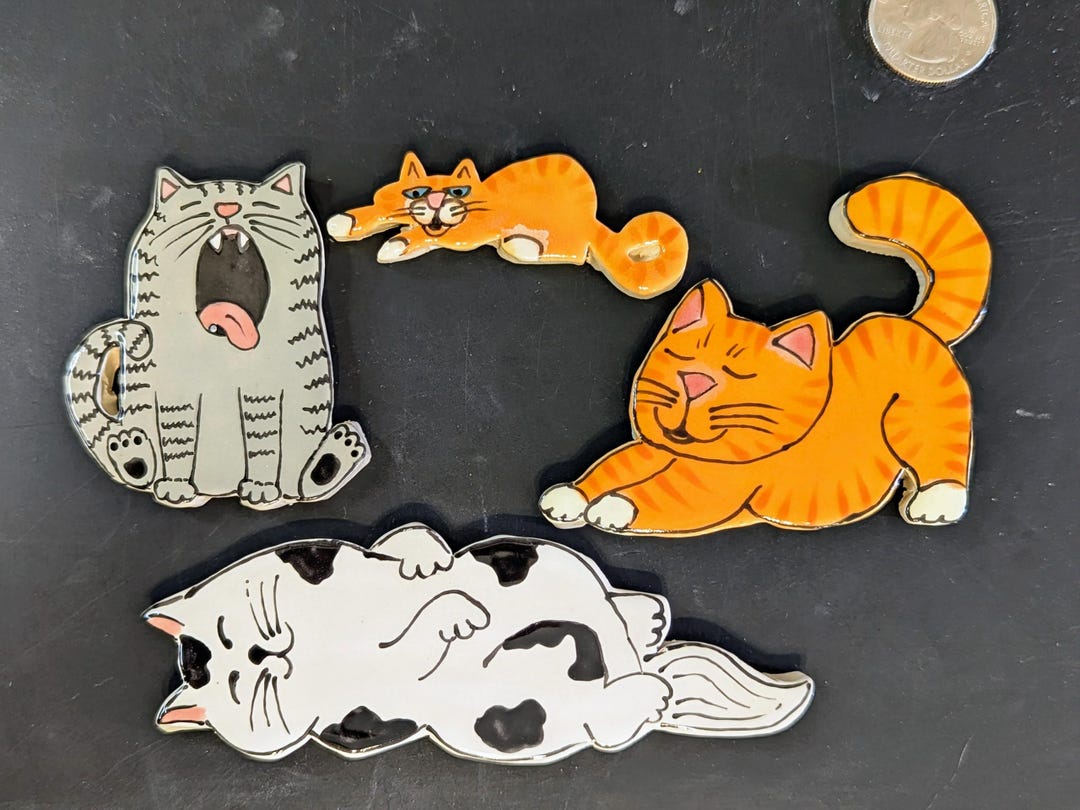 Handmade Ceramic Mosaic Sleepy Cat Shaped Tiles,decorative Cat Tile ...