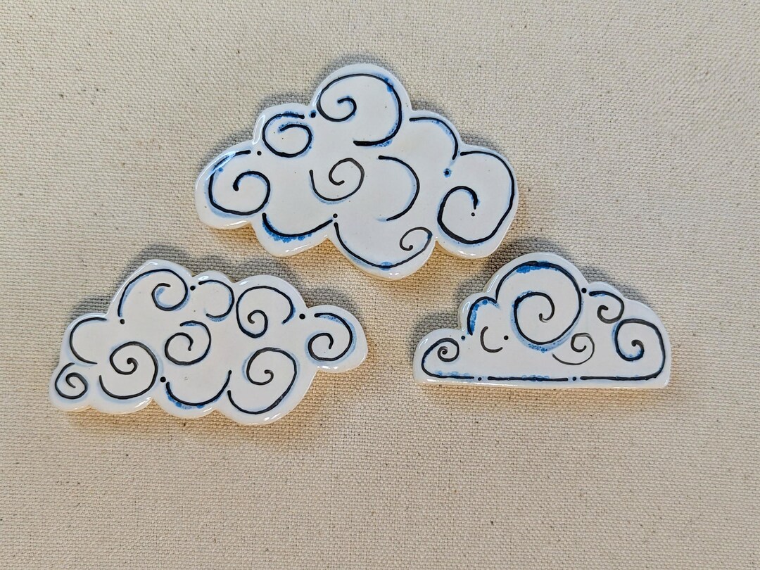 Handmade Ceramic Fluffy White Cloud Tiles, Accent Cloud Tile, Craft ...