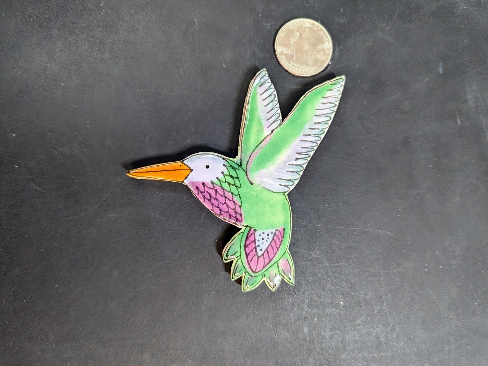 Handmade Ceramic Purple and Green Flying Hummingbird Mosaic Tile ...