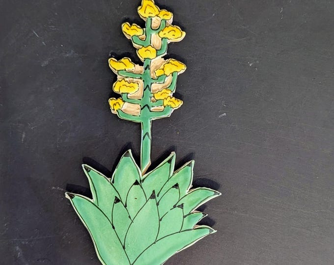 Handmade Ceramic Flowering Agave Plant Mosaic Tiles, Tile Insert ...