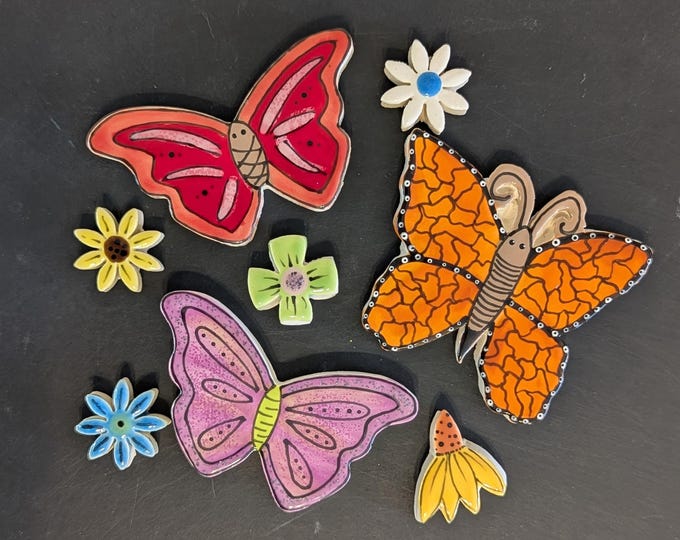 Handmade Ceramic Butterfly Pollinator Pack Garden Mosaic Tiles - Etsy