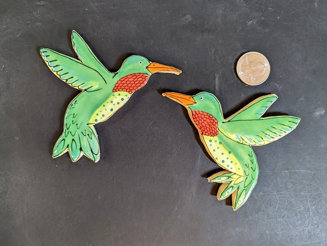 Handmade Ceramic Mosaic Hummingbird Tile Set, Flying Hummingbird Tiles ...