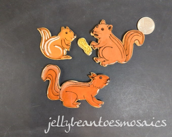 Handmade Ceramic Squirrel and Chipmunk Mosaic Tile Set, Decorative ...