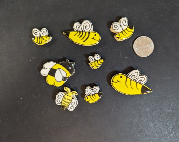 Handmade Ceramic Mosaic Bee Shaped Tiles, Decorative Bee Tiles, Craft ...