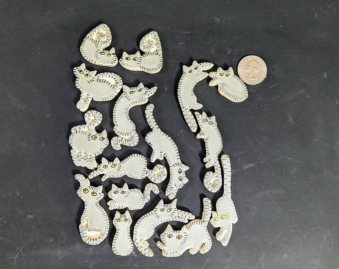 Handmade Ceramic Grey Tabby Cat Silhouette Mosaic Tiles, Abstract Cat ...