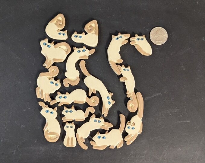 Handmade Ceramic Mosaic Siamese Cat Silhouette Tiles, Decorative Tiles ...