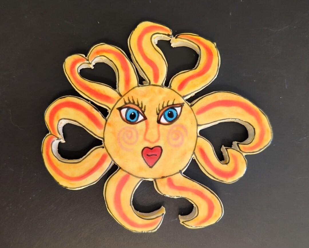 Handmade Ceramic Sun Face Tile Set - Etsy