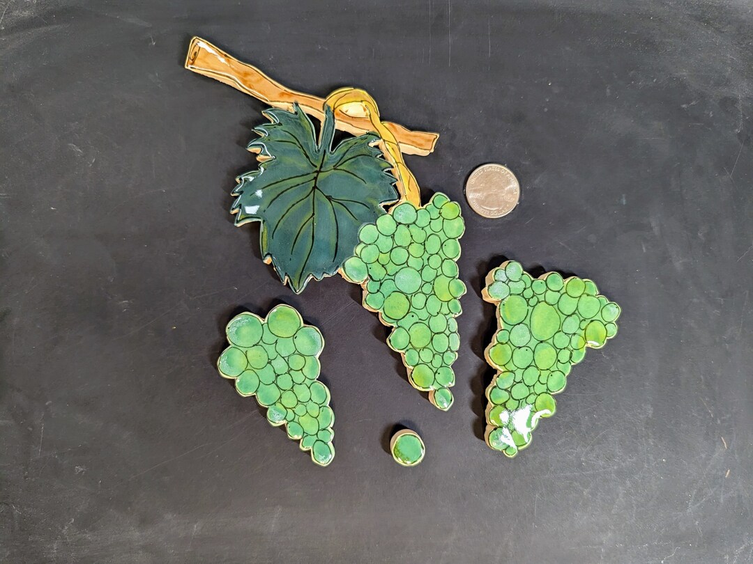 Ceramic Green Grape Mosaic Tile, Craft Tile, Tile Insert, Decorative ...