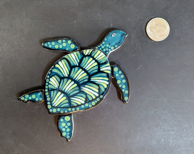 Handmade Ceramic Sea Turtle Mosaic Tile, Decorative Sea Turtle, Craft ...
