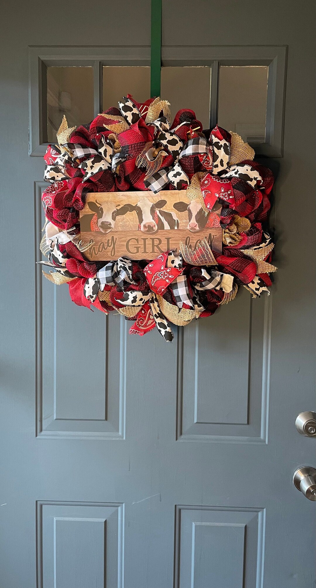 Hay Girl Hay - Buffalo Plaid - Cow Wreath - Etsy