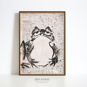 Grumpy Frog Poster, Japanese Print Moody Frog, Vintage Wall Decor ...