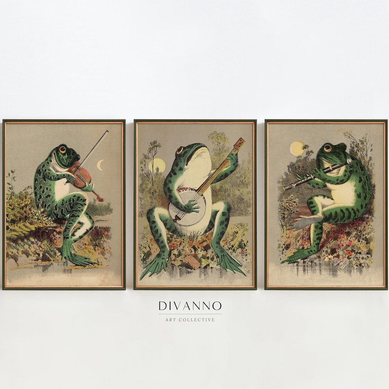 Frog Band Print - Etsy UK