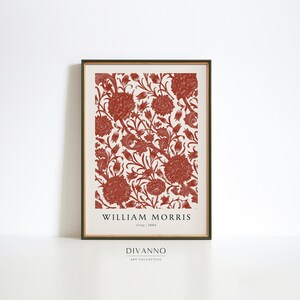 Set of 3 William Morris Prints, Botanical Wall Decor, Vintage Red ...