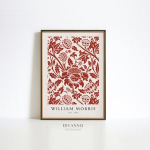Set of 3 William Morris Prints, Botanical Wall Decor, Vintage Red ...
