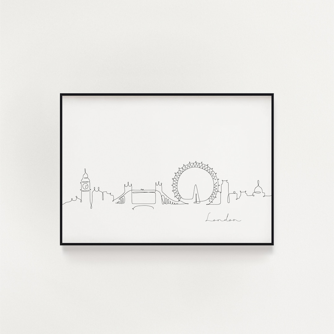 London Skyline Print, Line Art Print, Minimalist Wall Art, City ...