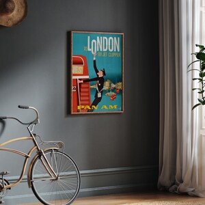 Vintage London Poster, London Bus Art Print, Travel Decor, Cityscape ...