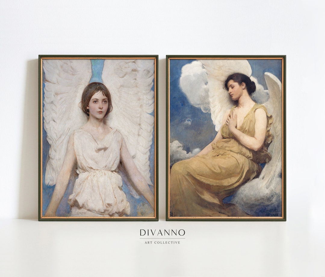 Set of 2 Angels Posters, Classic Wall Art, Victorian Home Gallery Decor ...