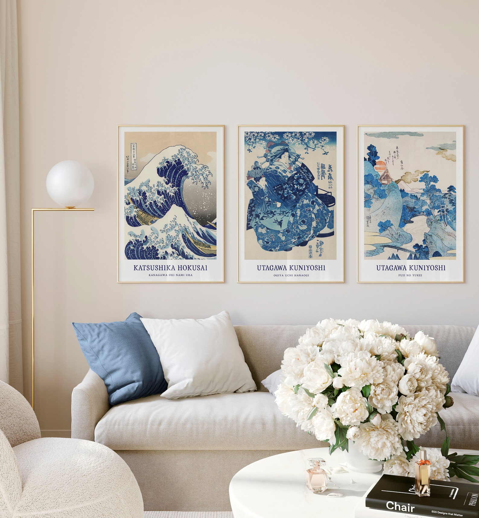 Japanese Prints Set of 3 Woodblock Art Minimal Wall Decor - Etsy