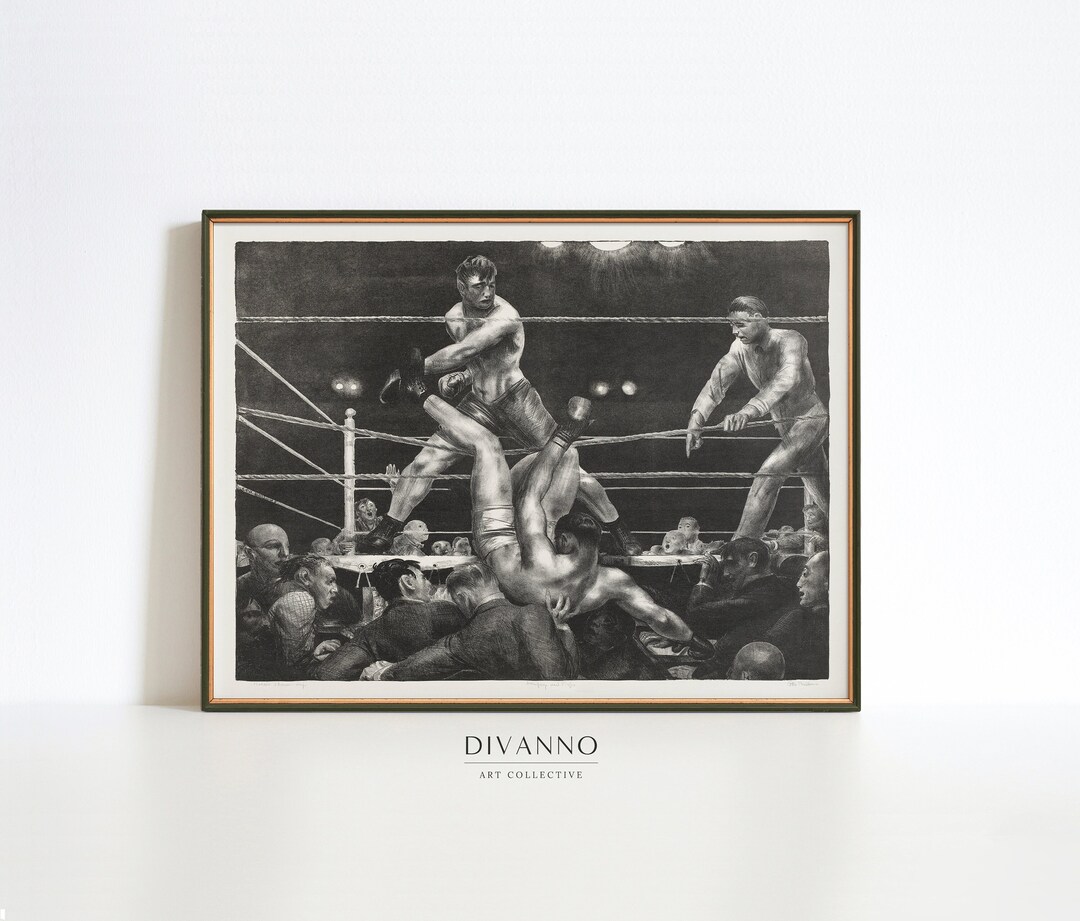 Iconic Boxing Match Print, Dempsey and Firpo Wall Art, Bellows Painting ...