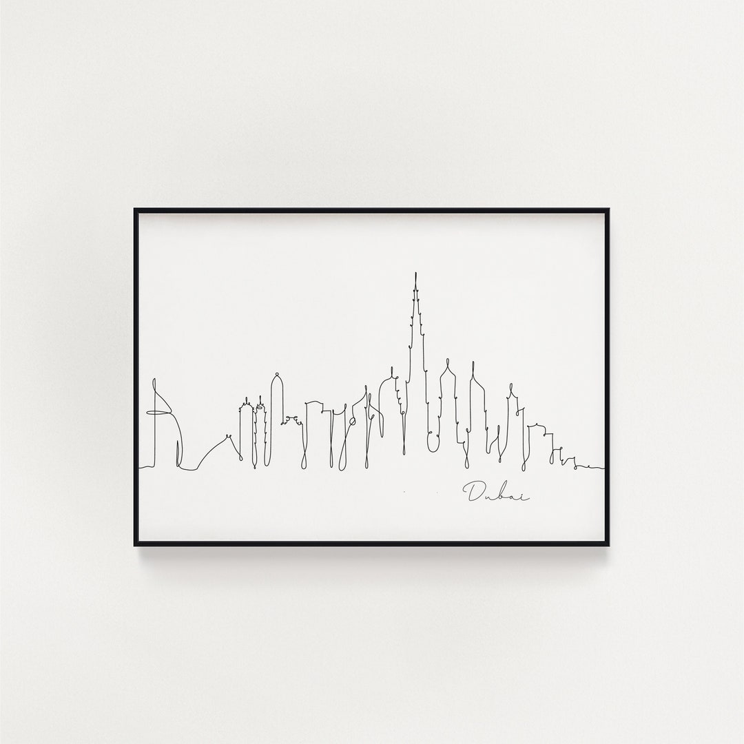 Dubai Skyline Print, Line Art, Dubai Poster, Minimalist Wall Art, City ...