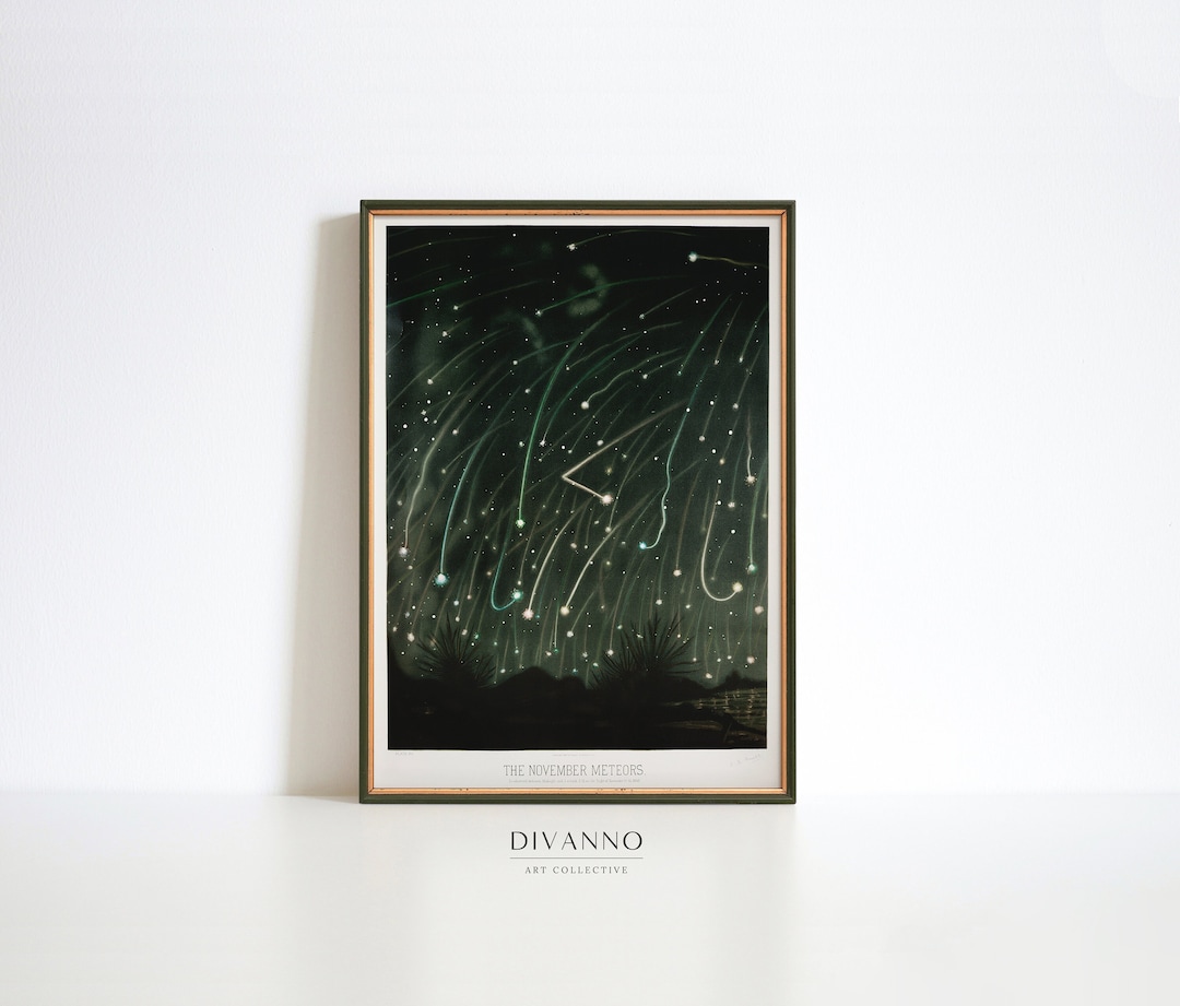 Vintage Meteor Shower Art Print Night Stars Sky Poster - Etsy