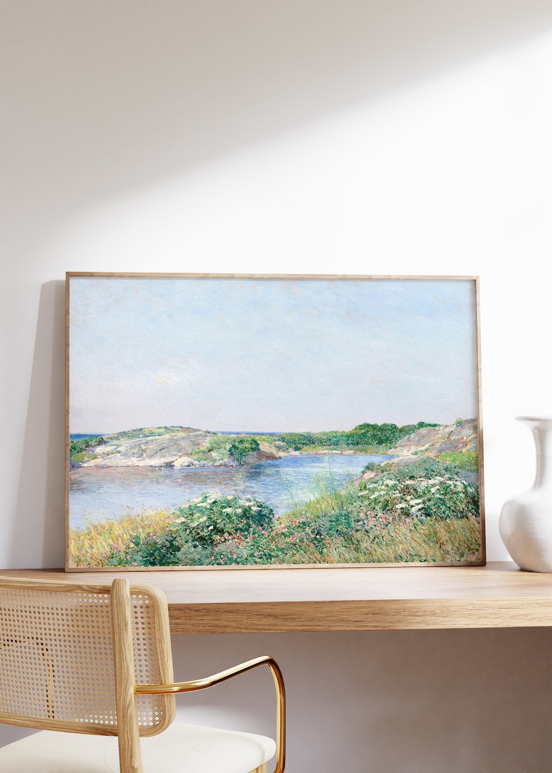 Appledore Pond Cottage Print, Vintage American Countryside Painting ...