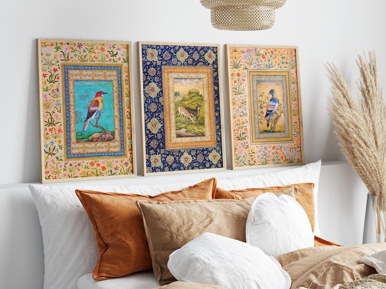 Mughal Prints Set of 3 Traditional Persian Wall Art Oriental - Etsy